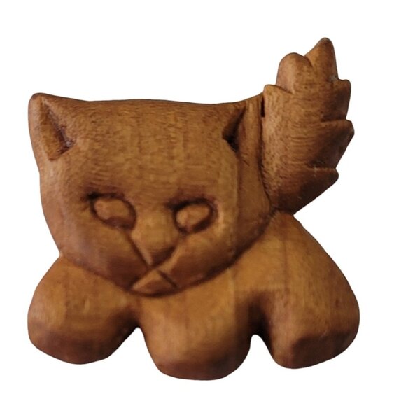 Unbranded | Jewelry | Vintage Artisan Signed Wood Carved Kitten Cat Pin E648 | Poshmark